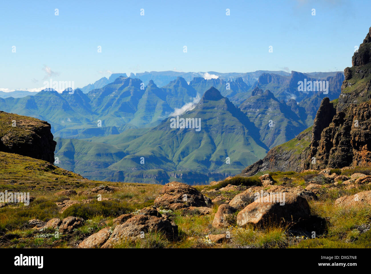 View south from above Ifidi Pass across the Mnweni Cutback towards The ...