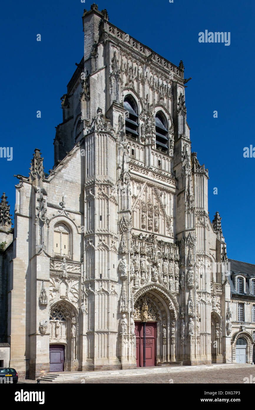 The Gothic Abbey of St Riquier in the town of Saint-Riquier in the ...