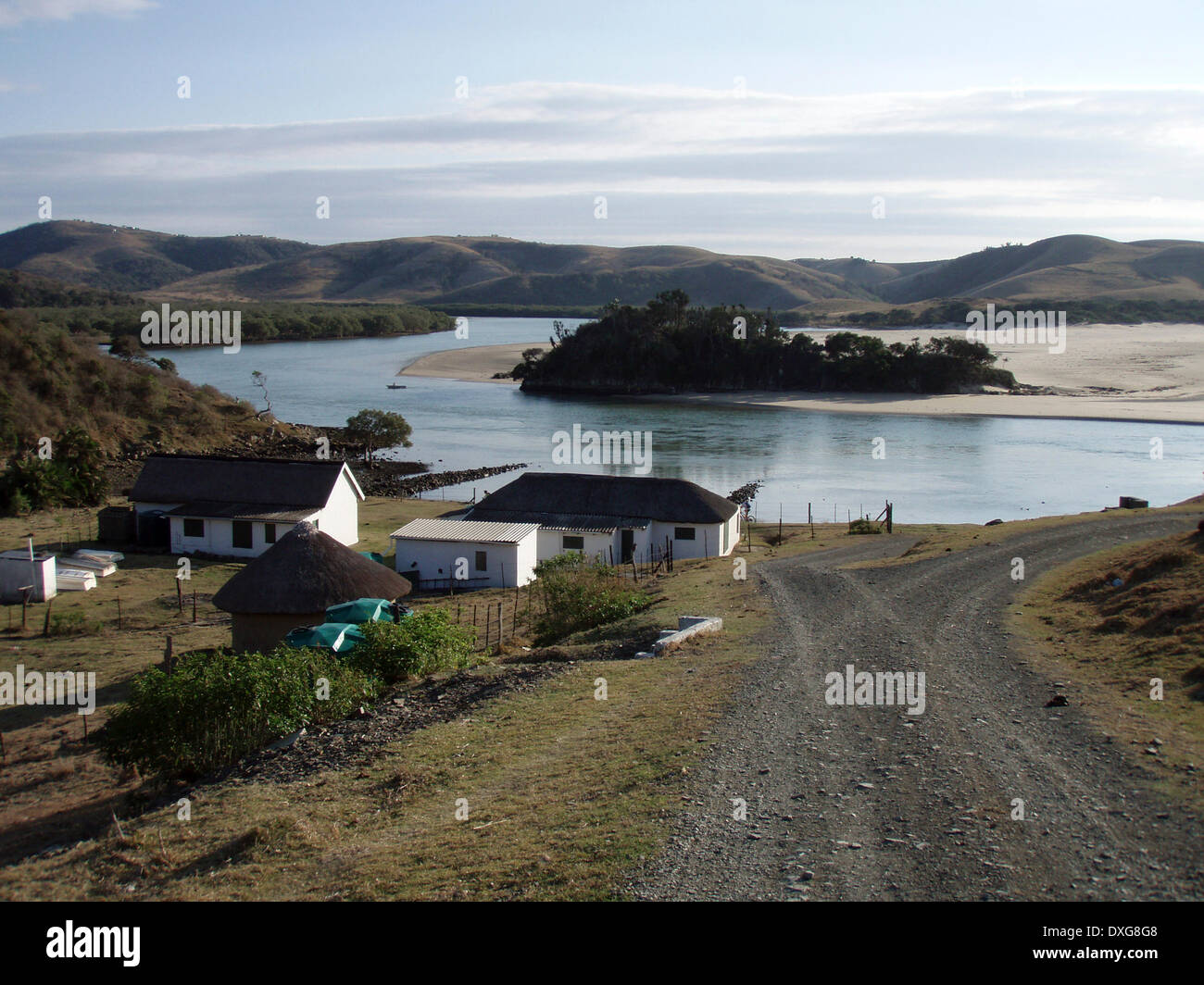 Cottages at the Mthatha (Umtata) River mouth, Wild Coast, Transkei ...