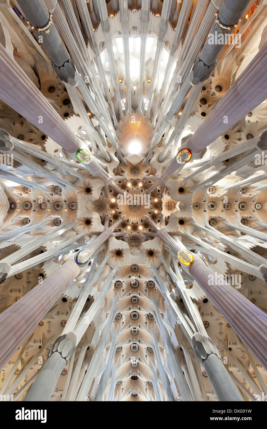 Architectural detail inside the Temple of the Sagrada Familia in ...