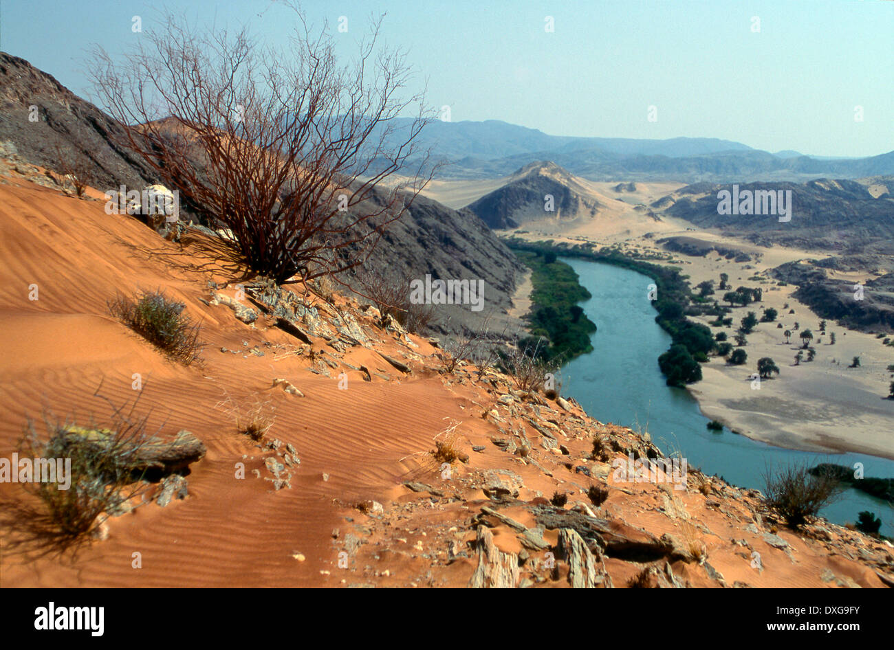 View across the Cunene River to Angola, Hartmann Valley, Kaokoland ...