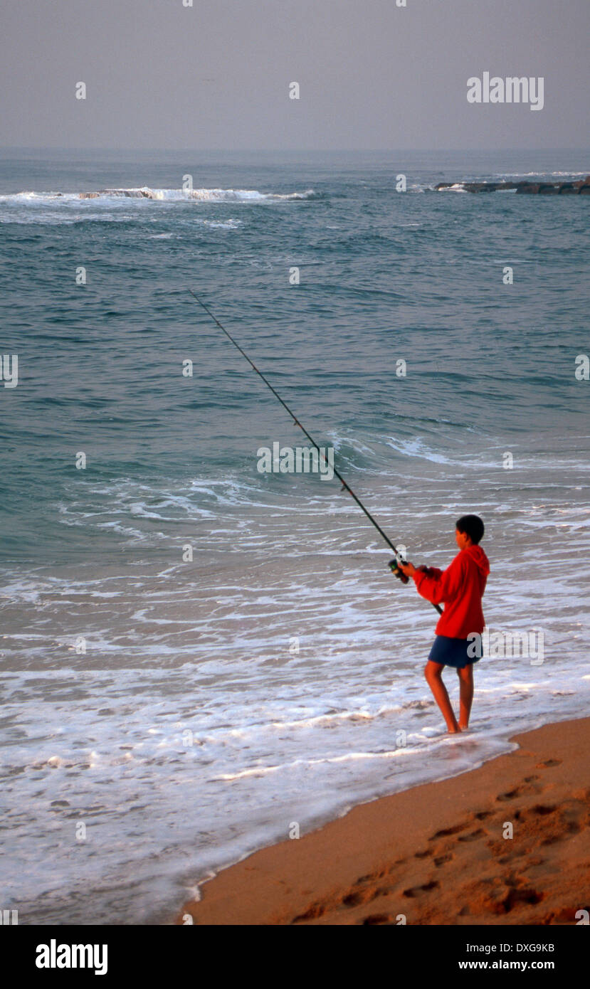 Fisherman at Isipingo Beach at Sunrise Stock Photo - Alamy