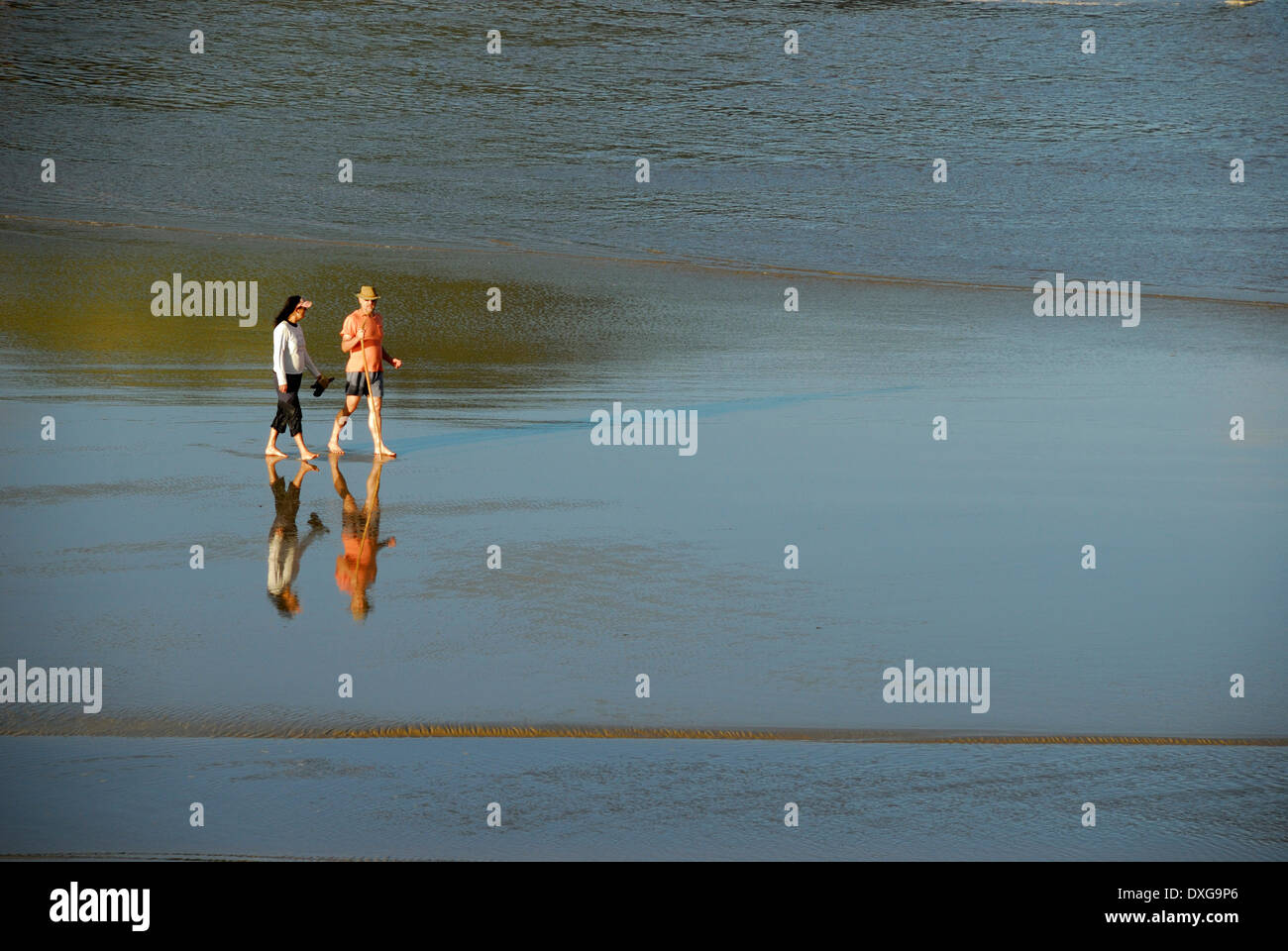 Walking on the beach at Sinangwana Mouth on the Wild Coast, Transkei ...