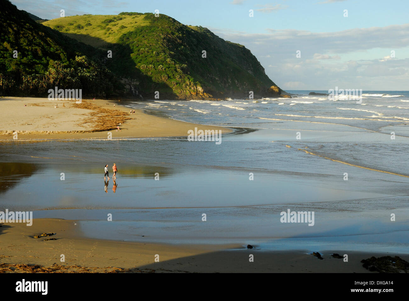 Walking on the beach at Sinangwana Mouth on the Wild Coast, Transkei ...