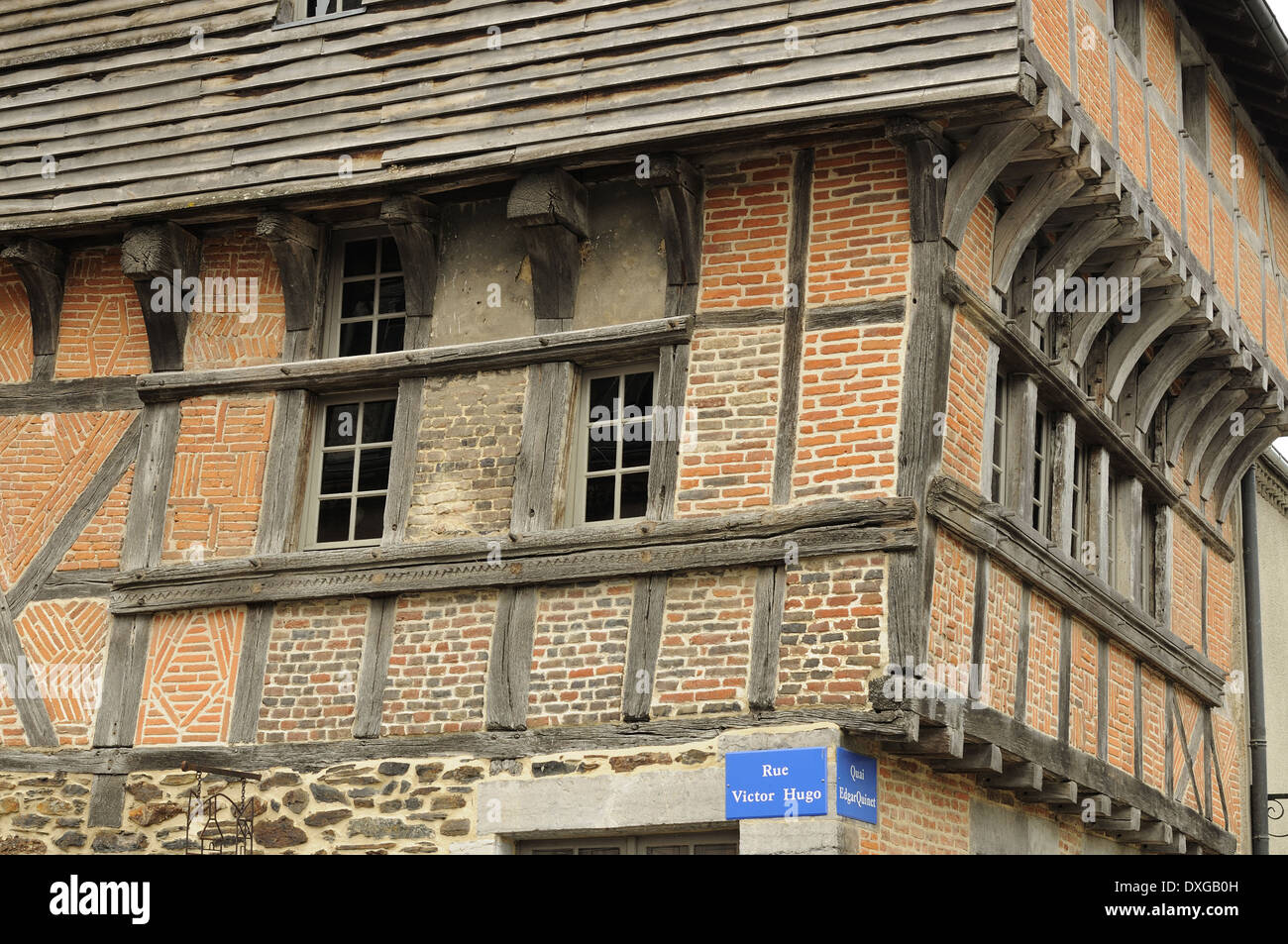 brick wattle house, Revin, Ardennes Stock Photo - Alamy