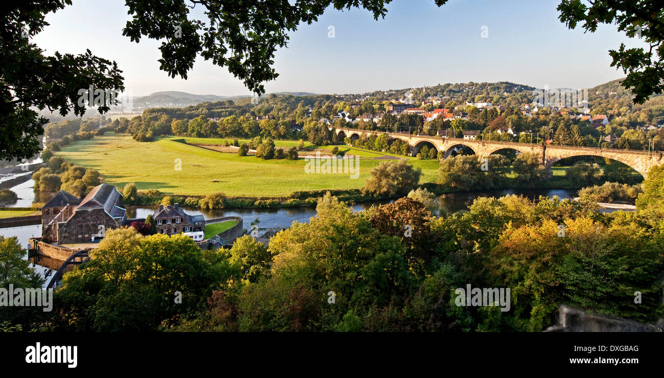 Ruhr Valley with the Ruhr river at Witten, Ruhr Area, North Rhine ...