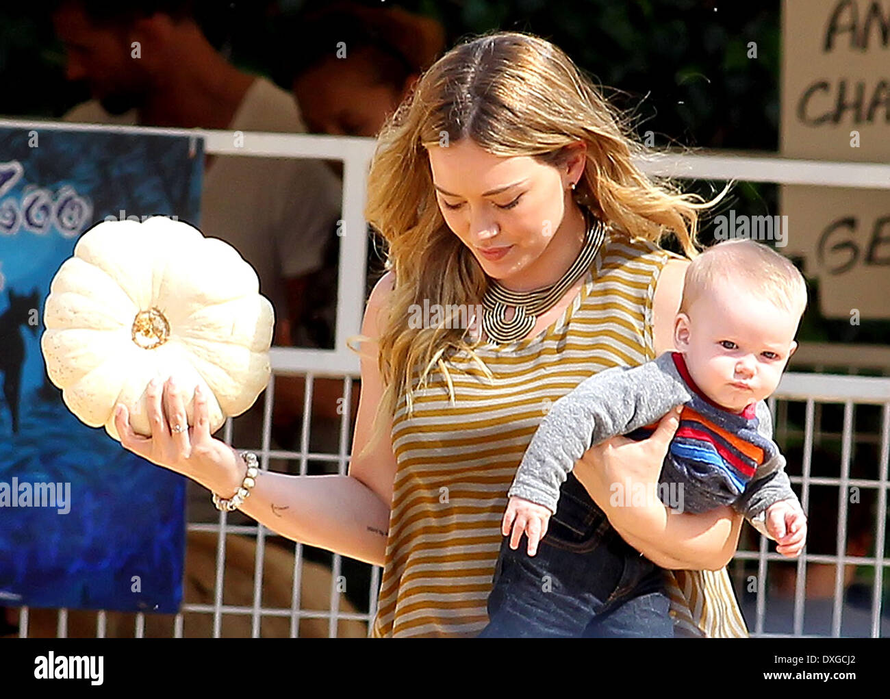 Hilary Duff holding her baby son Luca Cruz Comrie Hilary Duff enjoys a ...