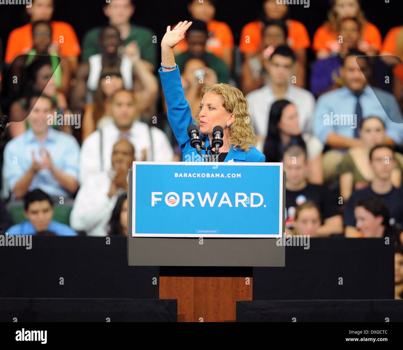 DNC Chair Debbie Wasserman Schultz speaks during a Grassroots Event ...