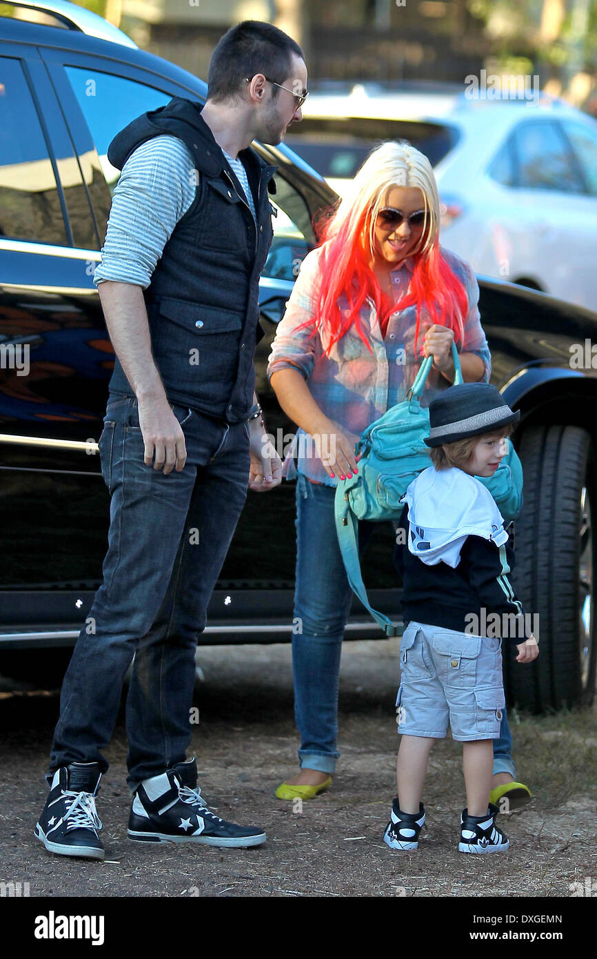 Matthew Rutler, Max Bratman and Christina Aguilera Christina Aguilera enjoys a day at Mr. Bones ...
