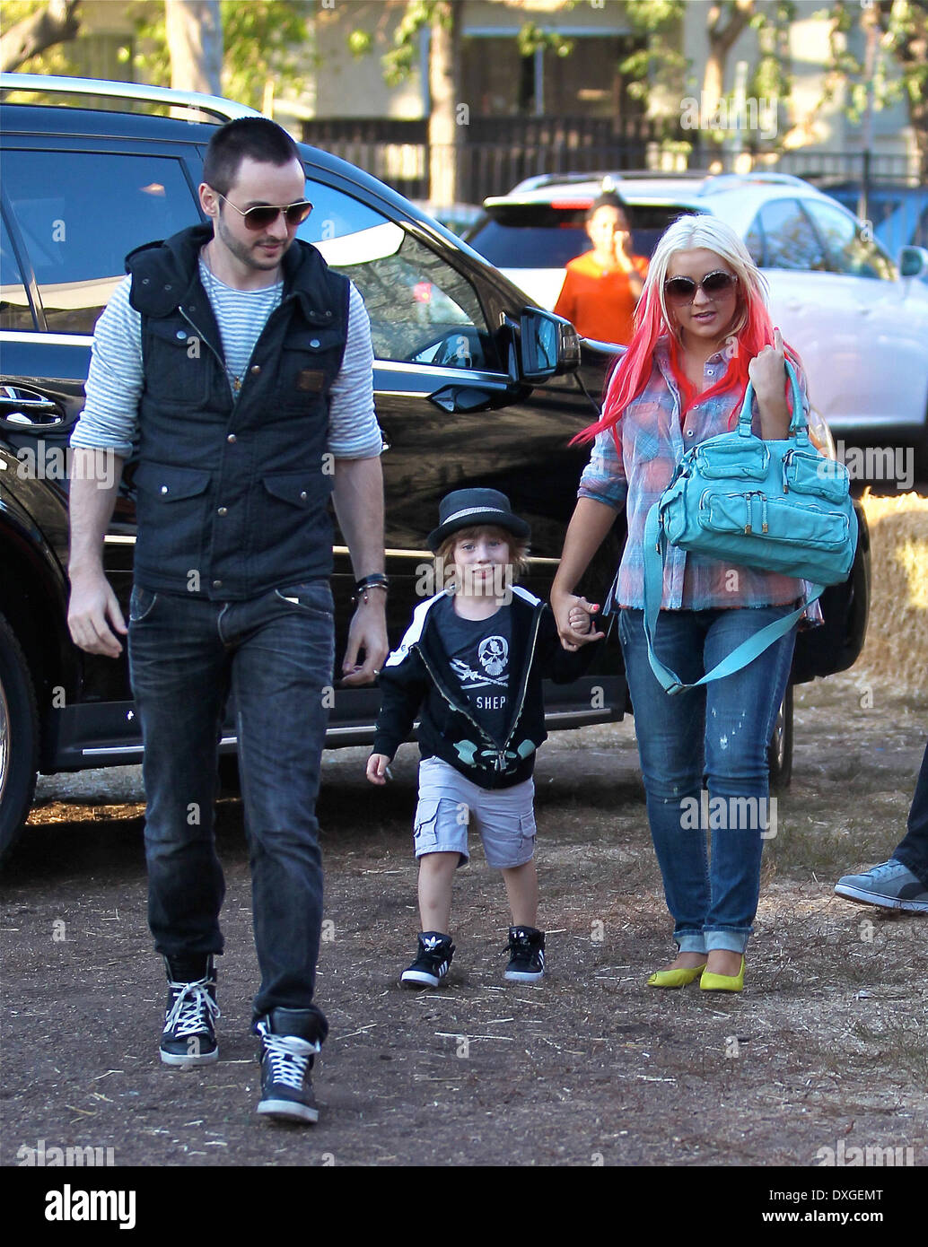 Matthew Rutler, Max Bratman and Christina Aguilera Christina Aguilera enjoys a day at Mr. Bones ...