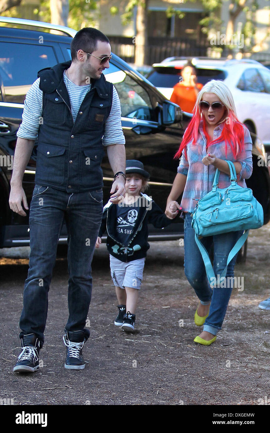Matthew Rutler, Max Bratman and Christina Aguilera Christina Aguilera enjoys a day at Mr. Bones ...