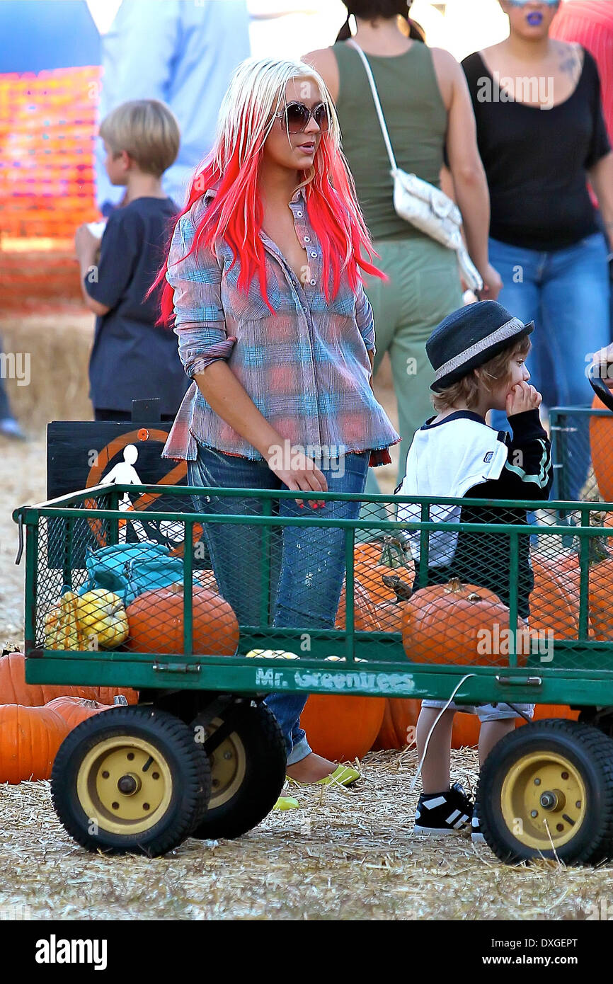Christina Aguilera and Max Bratman Christina Aguilera enjoys a day at Mr. Bones Pumpkin Patch ...