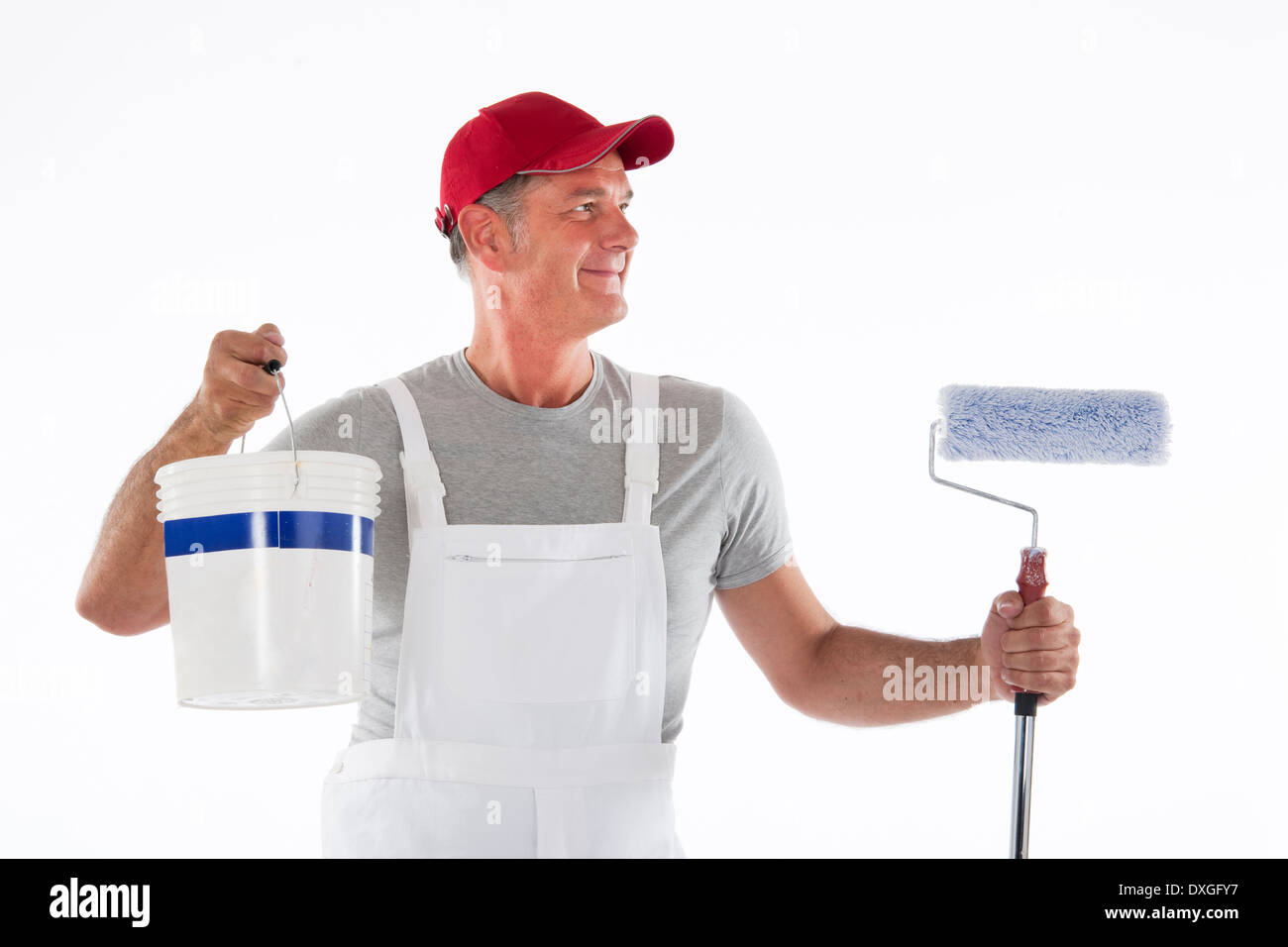House painter in overalls Stock Photo - Alamy