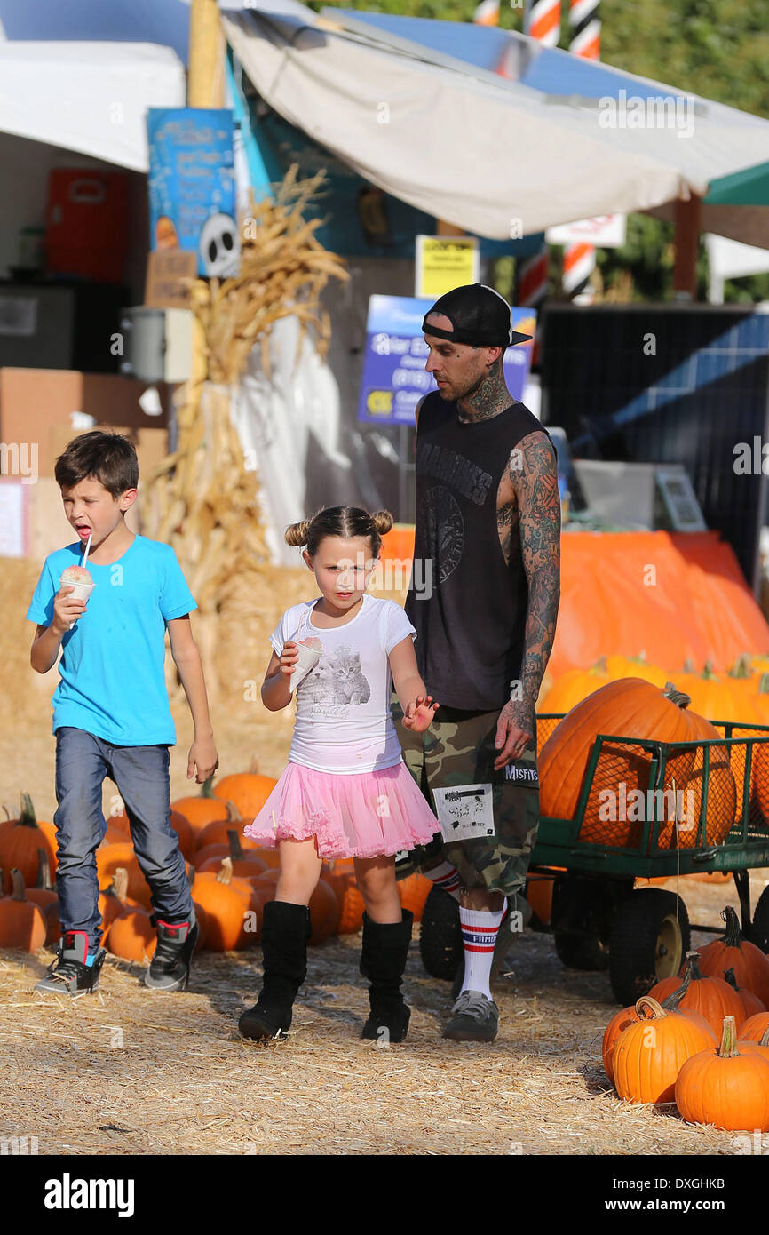 Travis Barker seen with his children Landon and Alabama Barker at Mr ...