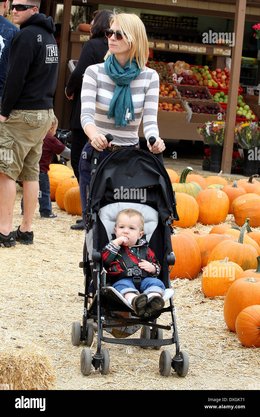 January Jones and son Xander Dane Jones enjoy a day at Mr. Bones ...