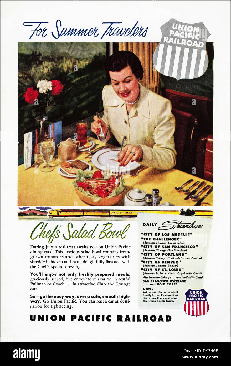 1950s advertisement for Union Pacific Railroad advert in American ...
