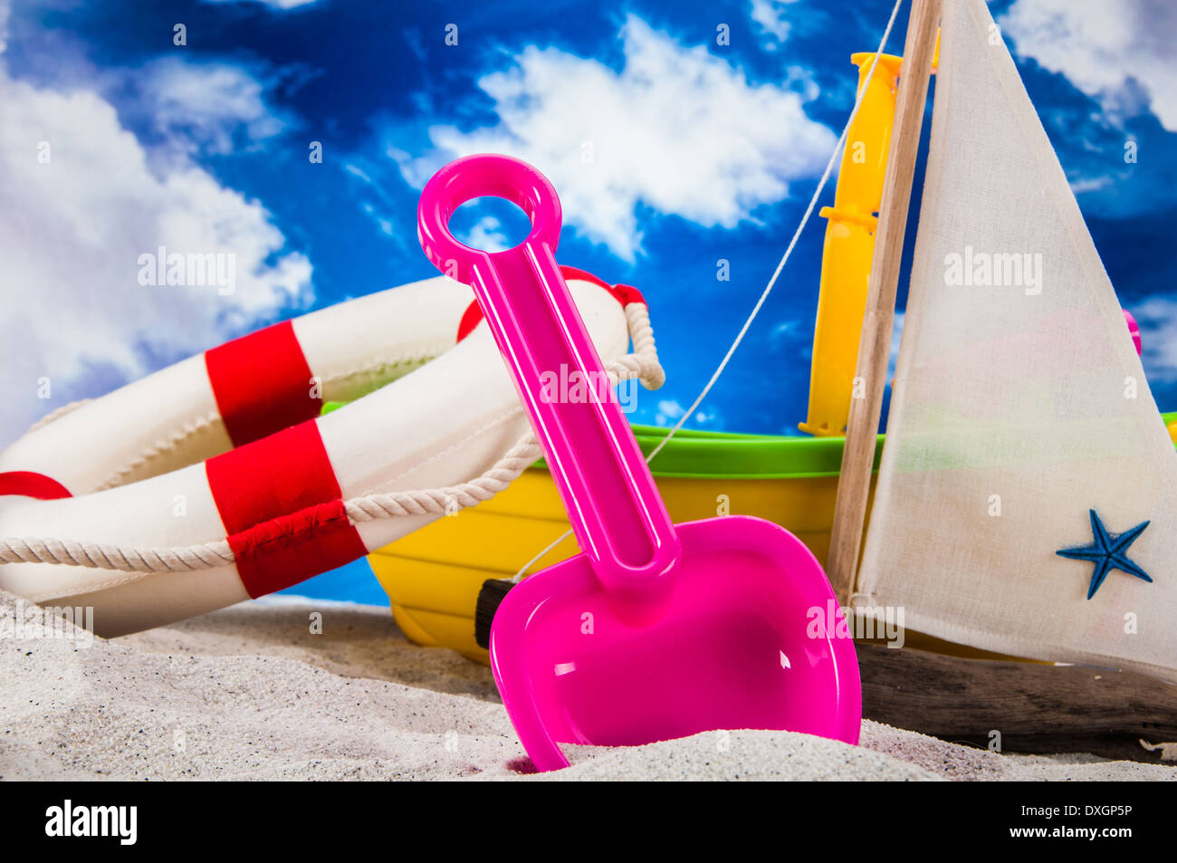 Decorative summer composition with hard light, vivid colors Stock Photo ...
