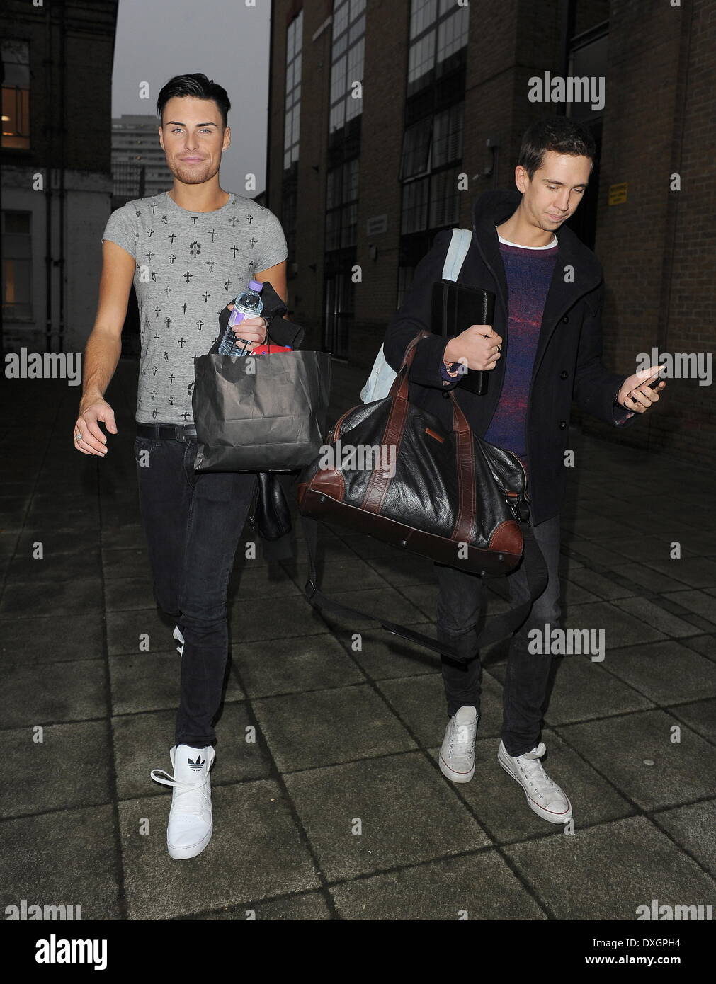 X Factor contestant Rylan Clark leaving a dance studio, holding a ...