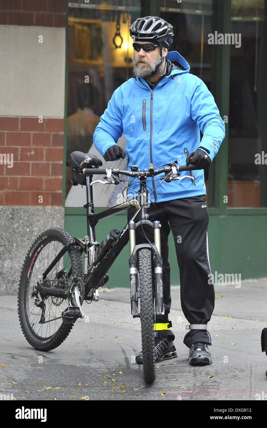 Russell Crowe takes his bike out for a ride Featuring: Russell Crowe ...