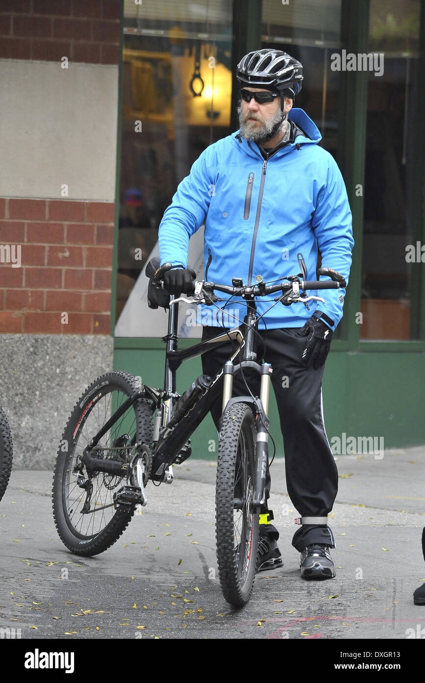 Russell Crowe takes his bike out for a ride Featuring: Russell Crowe ...