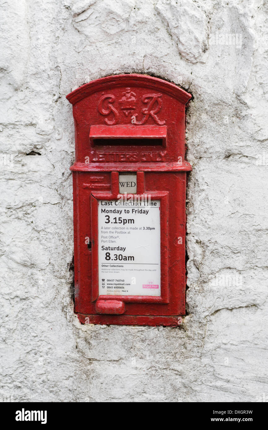 Royal Mail postbox in wall, Laphroaig, Isle of Islay, Inner Hebrides ...