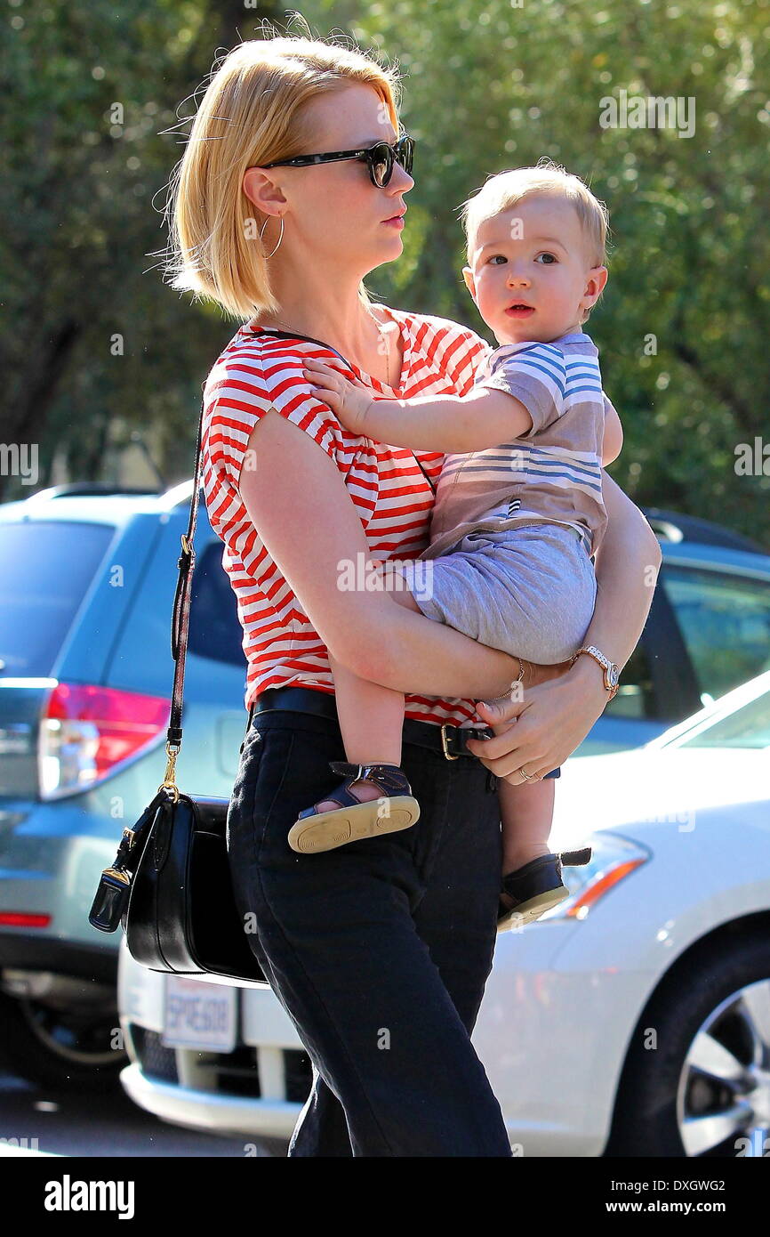 January Jones and baby Xander Jones are seen out and about in Pasadena ...