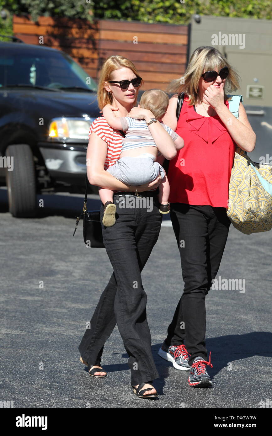 January Jones and baby Xander Jones are seen out and about in Pasadena ...