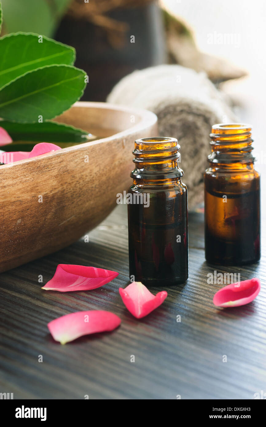 Beauty spa products. Wellness massage treatment products Stock Photo - Alamy