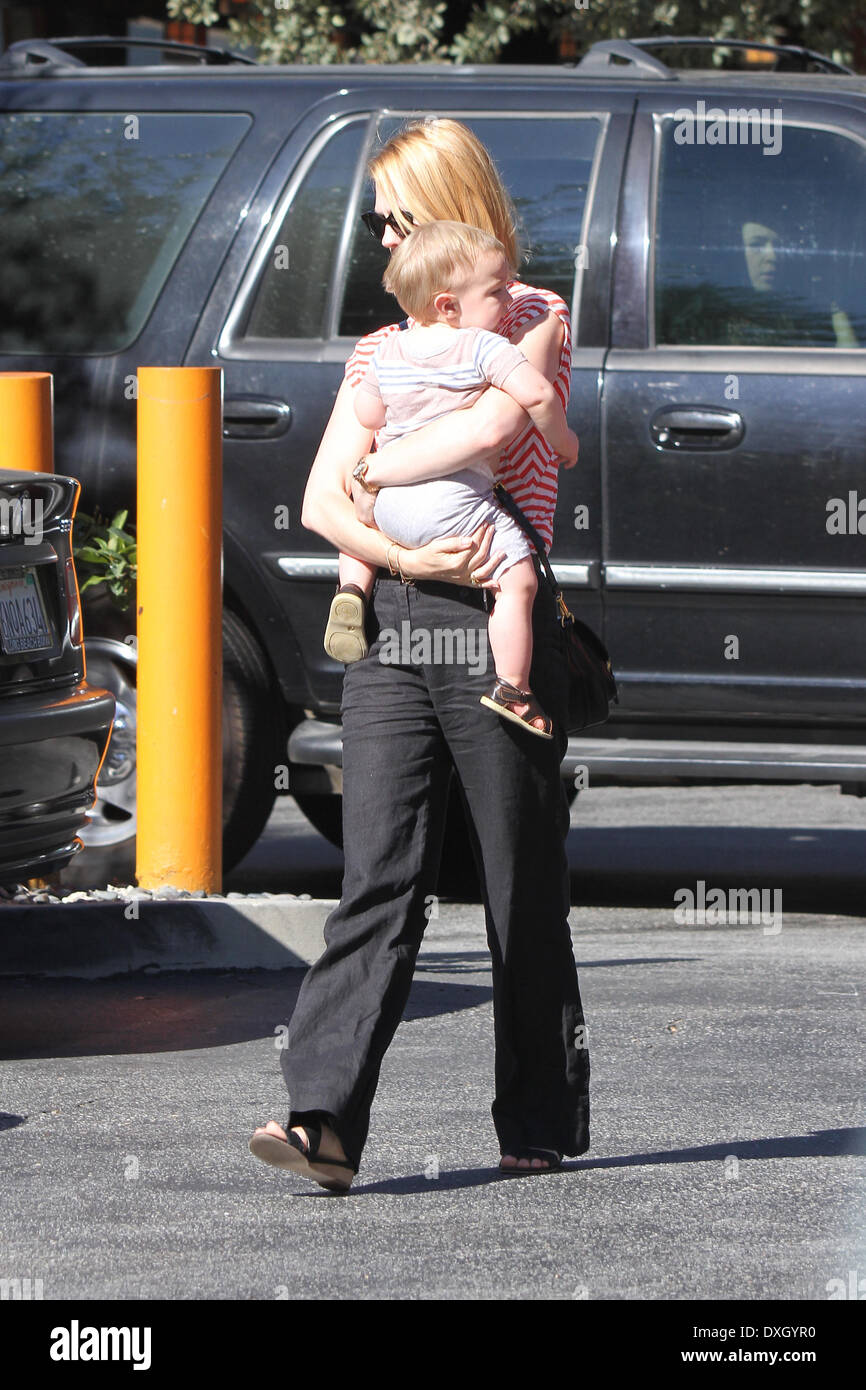 January Jones and baby Xander Jones are seen out and about in Pasadena ...