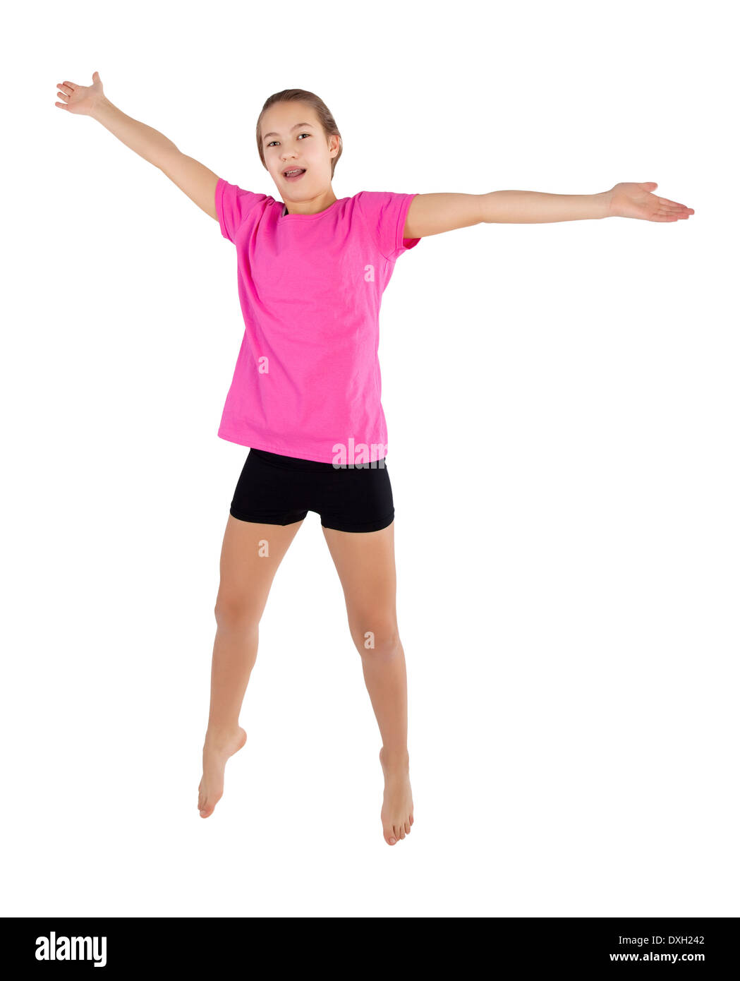 little girl jumping isolated in white Stock Photo - Alamy