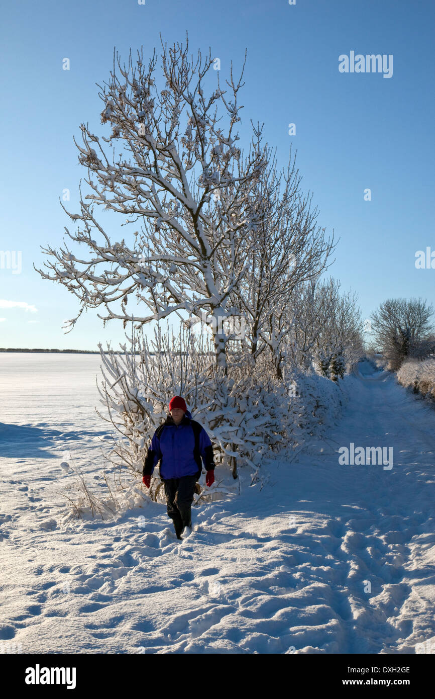 Winter snow on a farm track in North Yorkshire in the United Kingdom ...