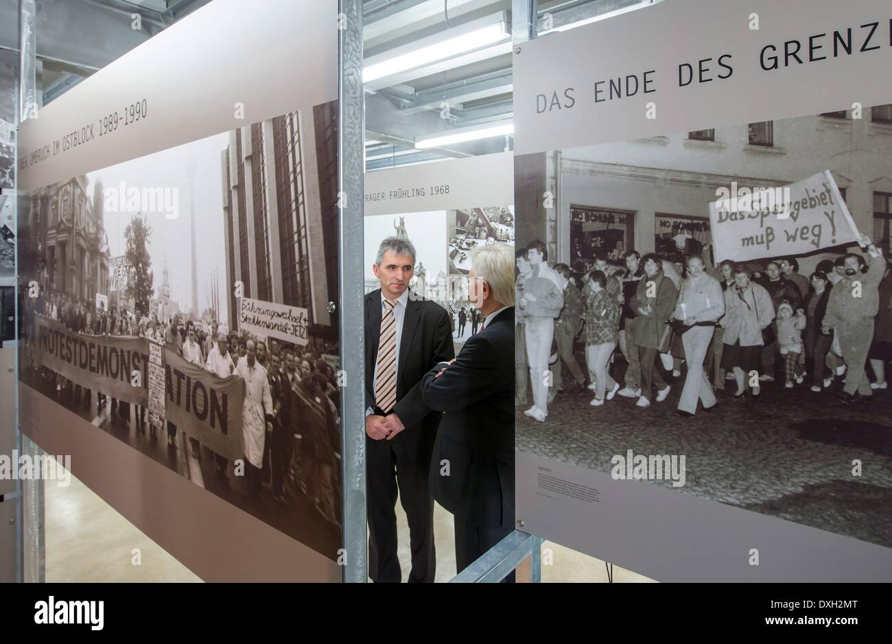 Geisa, Germany. 26th Mar, 2014. Visitors look at the newly opened ...