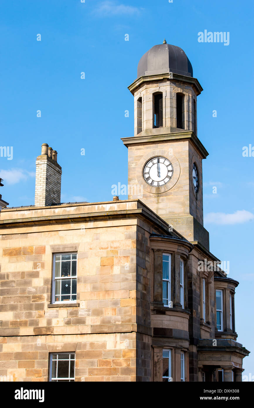 A Victorian bell and clock tower showing 12 o'clock, in Hartlepool, UK ...