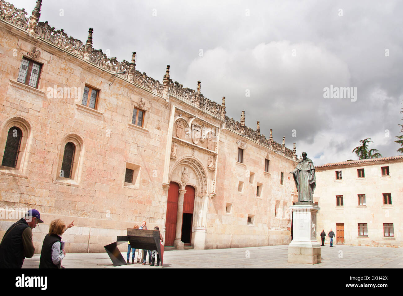 Statue of augustinian friar Fray Luis Ponce in front of the 16th ...