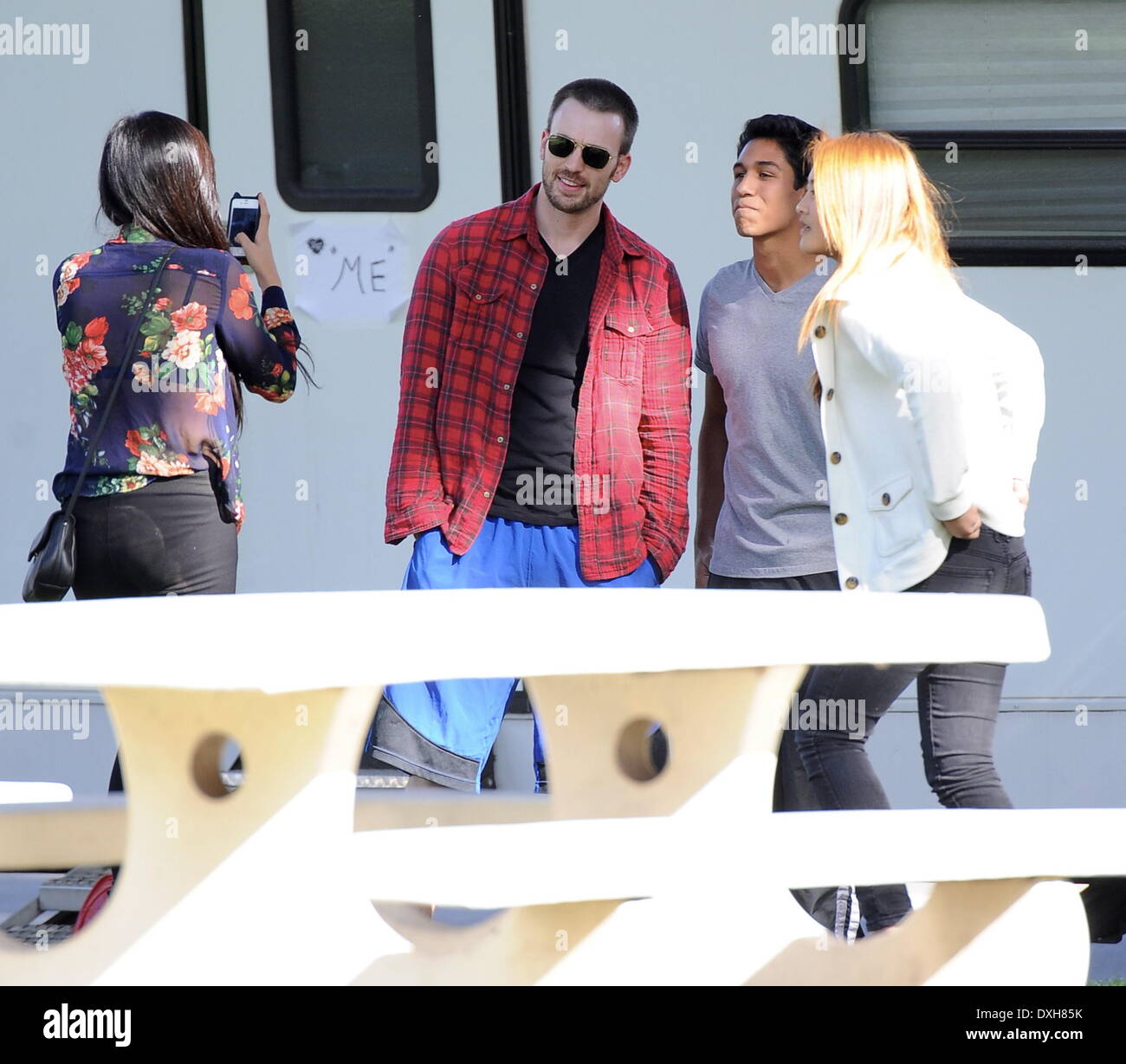 Chris Evans Michelle Monaghan, Topher Grace and Chris Evans filming ... Chris Evans Michelle Monaghan, Topher Grace and Chris Evans filming ...
