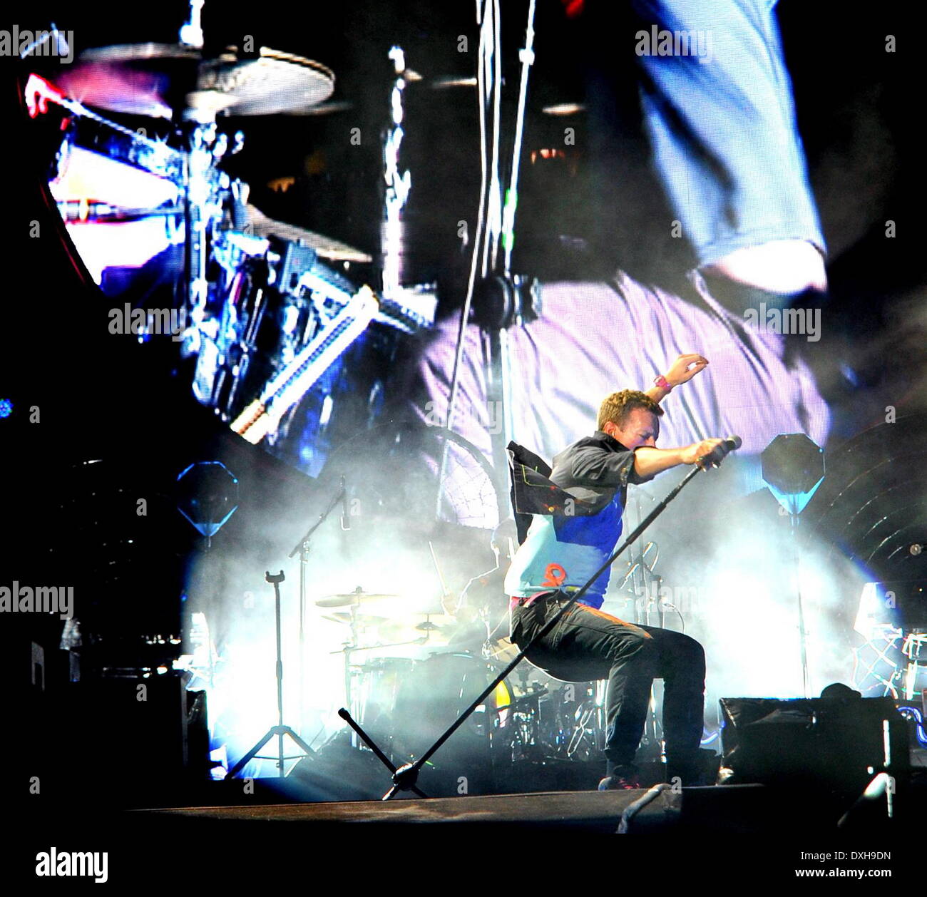 Chris Martin Coldplay perform live at Allianz Stadium as part of their ...