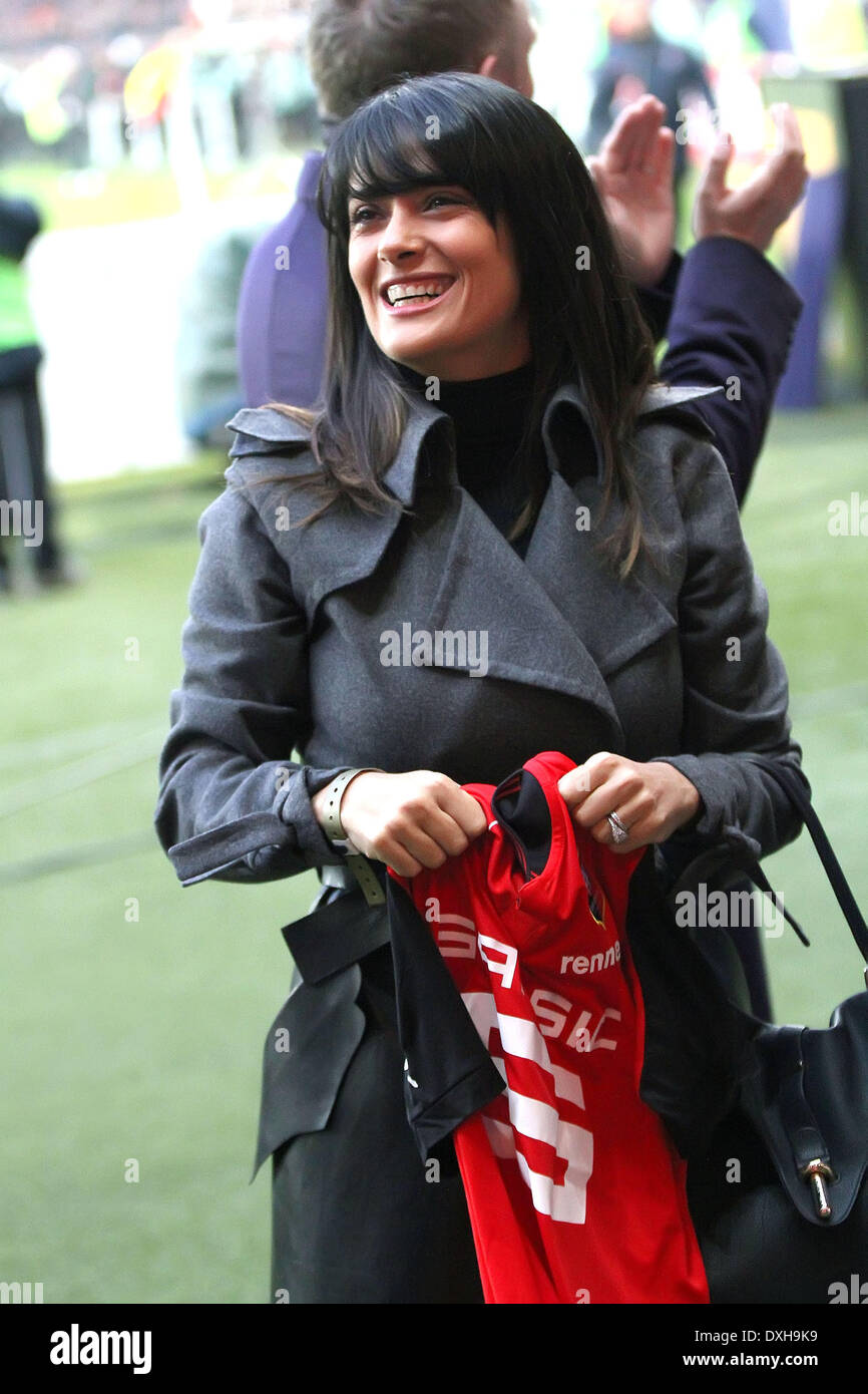 Salma Hayek attends Paris St. Germain (PSG) vs Rennes football match ...