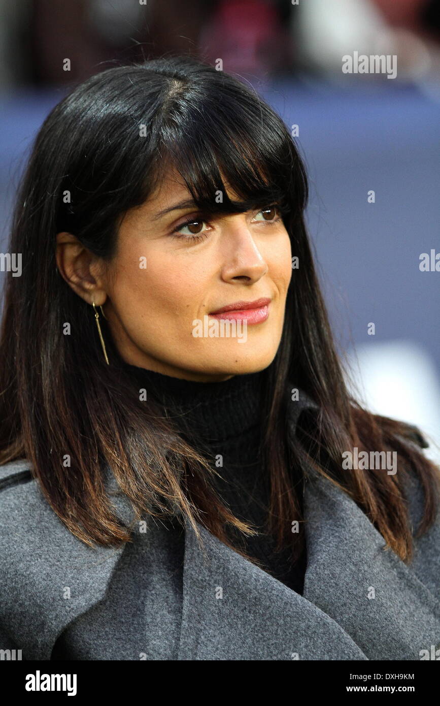 Salma Hayek attends Paris St. Germain (PSG) vs Rennes football match ...
