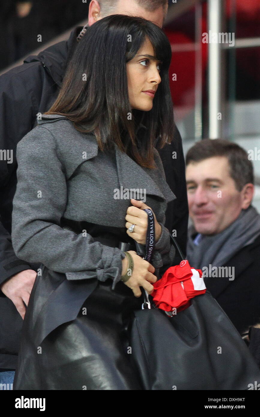 Salma Hayek attends Paris St. Germain (PSG) vs Rennes football match ...
