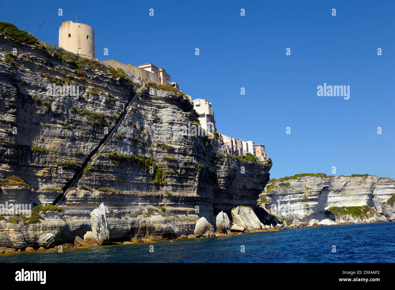 Europe, France, Corsica, Bonifacio village, the limestone cliff Stock ...