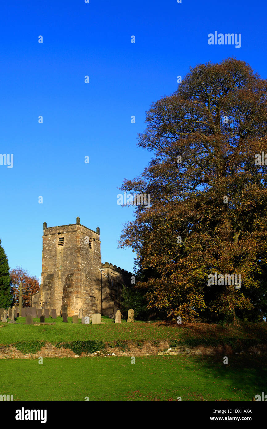 Autumn, St Marys parish church, Tissington village, Peak District ...