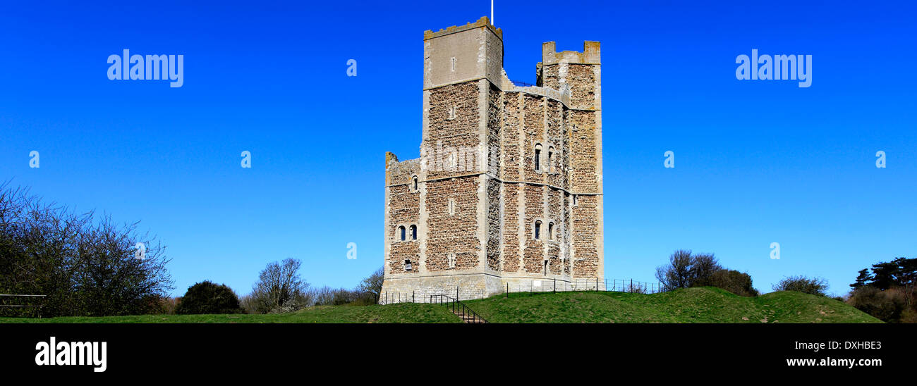 Summer view of the Norman Keep castle at Orford village, Suffolk County ...