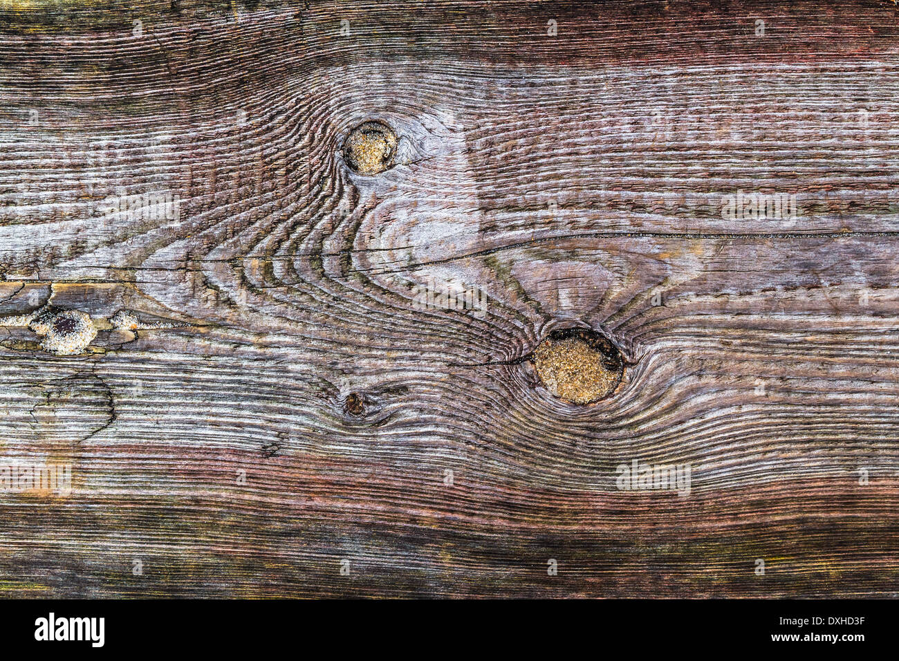 The rough wooden plank with visible discoloration and knots Stock Photo ...