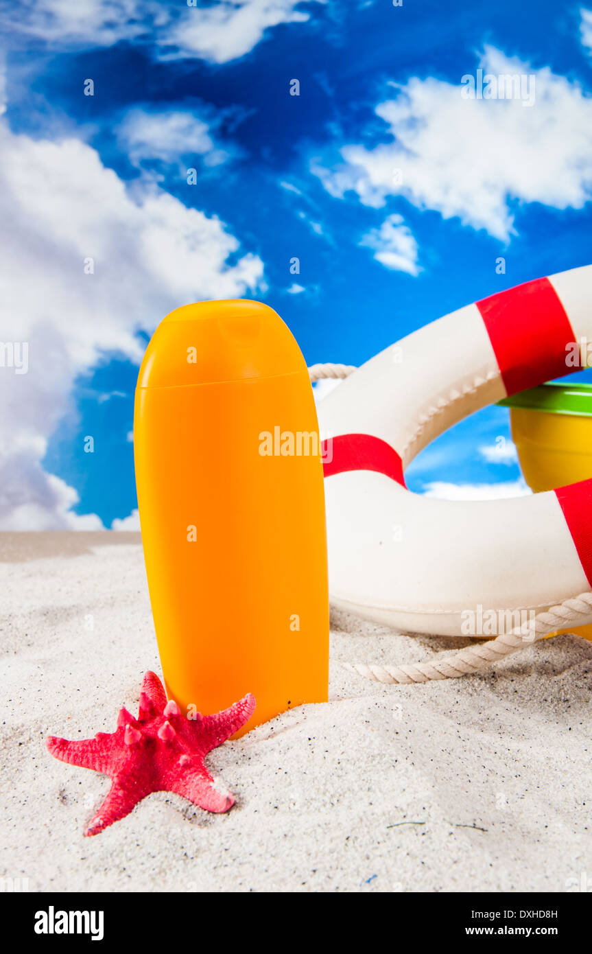 Decorative summer composition with hard light, vivid colors Stock Photo ...
