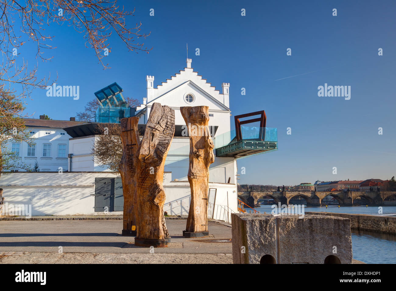 PRAGUE-MARCH 21,2013:Museum Kampa on the Vltava river banks.Museum ...