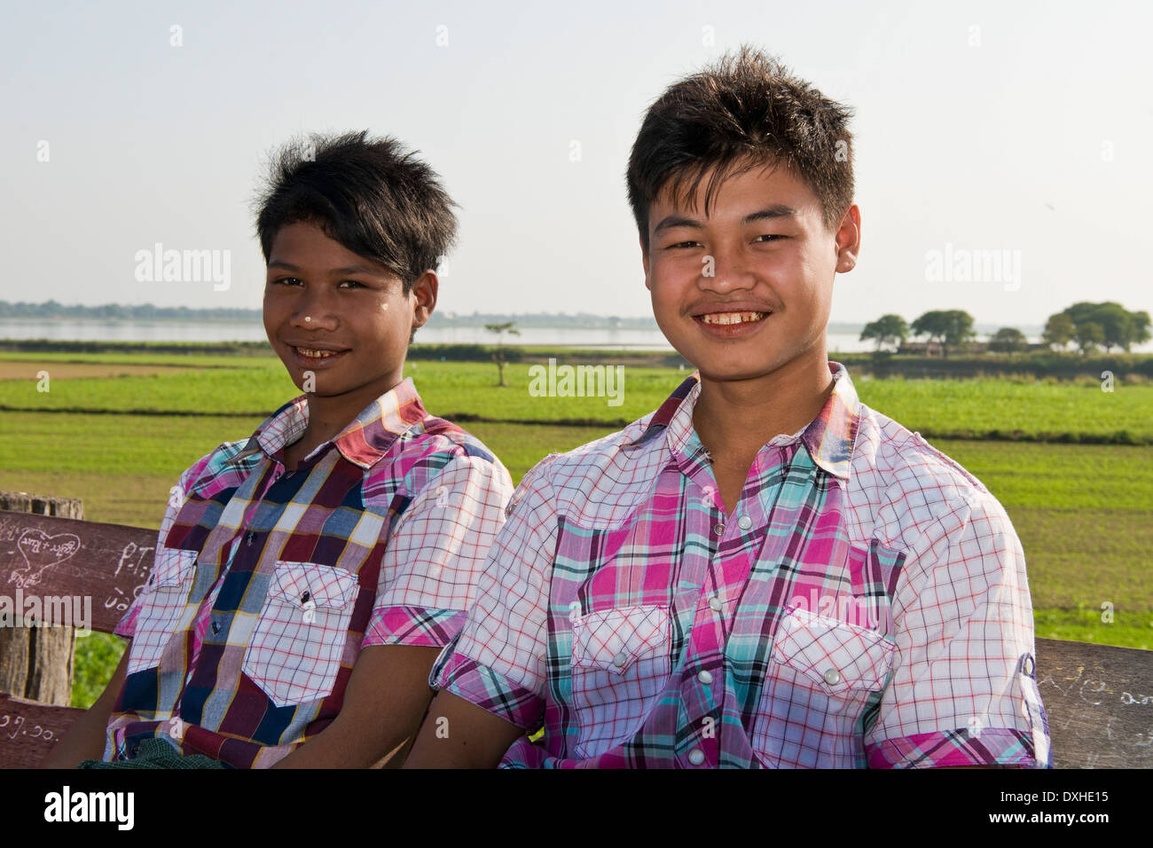 Myanmar, Amarapura, young men Stock Photo - Alamy