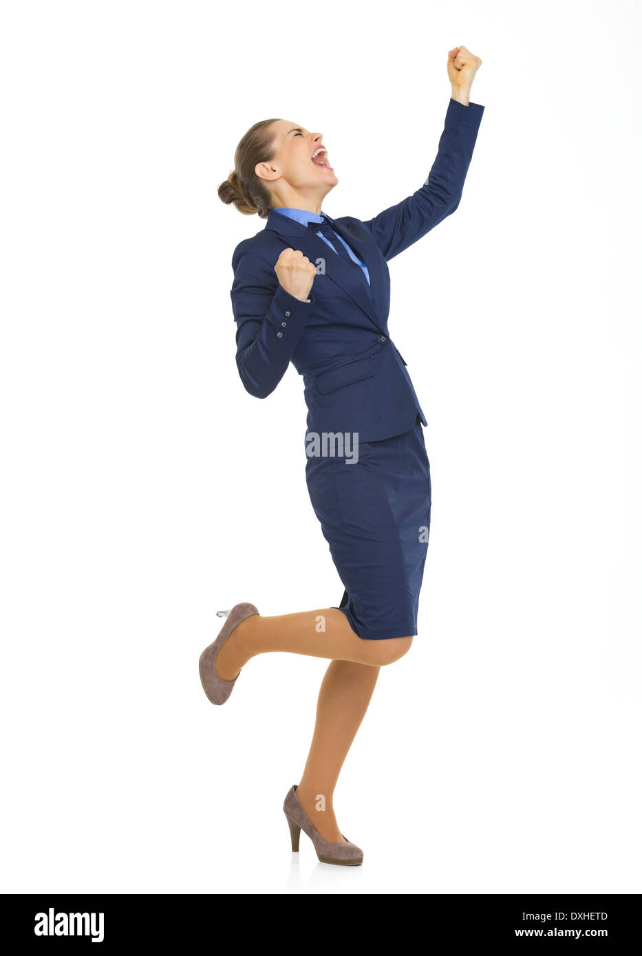 Full length portrait of happy business woman rejoicing success Stock ...