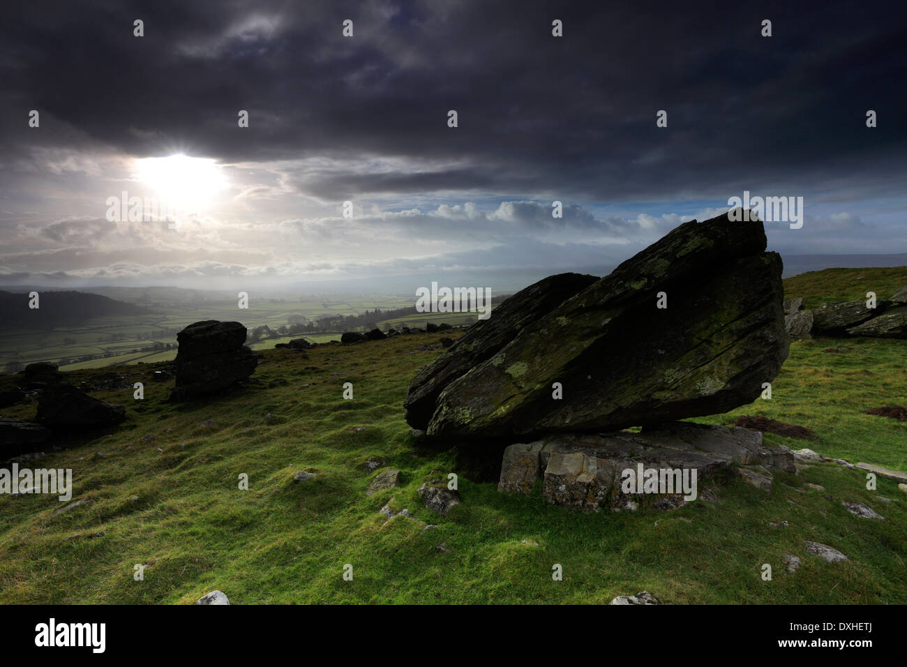 The Norber Erratics rock formations, Norber Dale near the village of ...