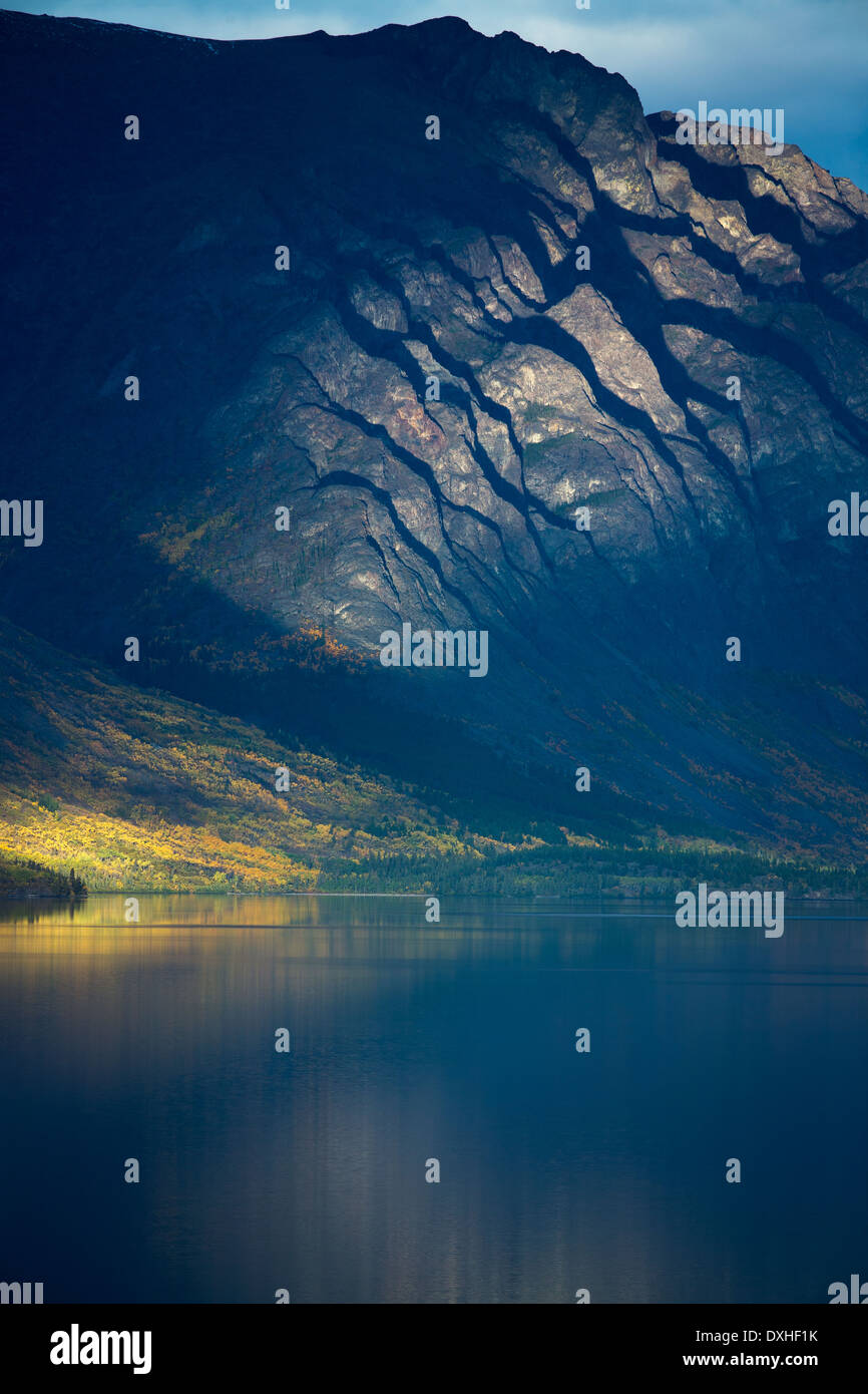a late shaft of sunlight on Tutshi Lake, British Columbia, Canada Stock ...