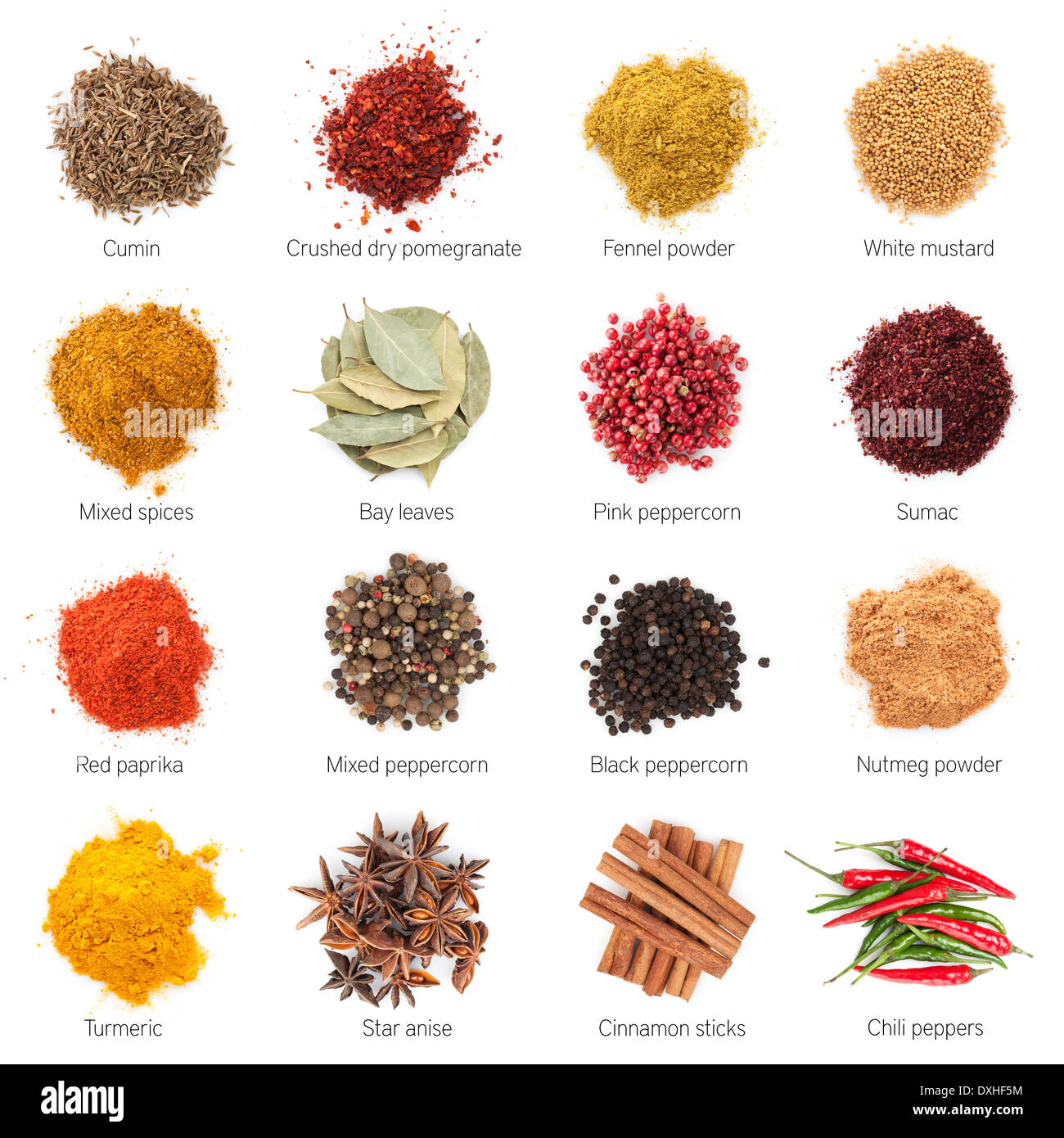 Different spices. Isolated on white background Stock Photo - Alamy